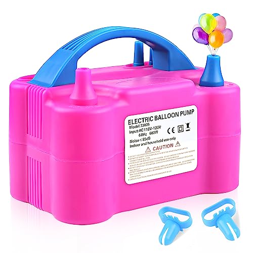 Balloon Pump Electric, 110V 600W Balloon Blower Inflator Dual Nozzle Air Pump Balloons Inflator for Decoration, Party, Sport,Gifts:2 Balloon Tying Tools