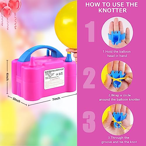 Balloon Pump Electric, 110V 600W Balloon Blower Inflator Dual Nozzle Air Pump Balloons Inflator for Decoration, Party, Sport,Gifts:2 Balloon Tying Tools