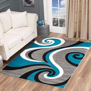 GLORY RUGS Modern 8x10 Area Rug Bedroom & Living Room Carpet with Swirls in Turkaz Grey | Contemporary Dining Accent Sevilla Collection 4817A