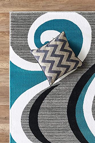 GLORY RUGS Modern 8x10 Area Rug Bedroom & Living Room Carpet with Swirls in Turkaz Grey | Contemporary Dining Accent Sevilla Collection 4817A