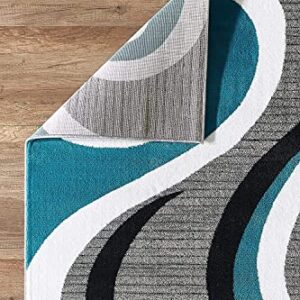 GLORY RUGS Modern 8x10 Area Rug Bedroom & Living Room Carpet with Swirls in Turkaz Grey | Contemporary Dining Accent Sevilla Collection 4817A