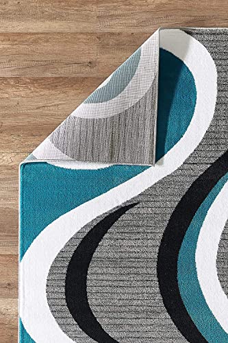 GLORY RUGS Modern 8x10 Area Rug Bedroom & Living Room Carpet with Swirls in Turkaz Grey | Contemporary Dining Accent Sevilla Collection 4817A