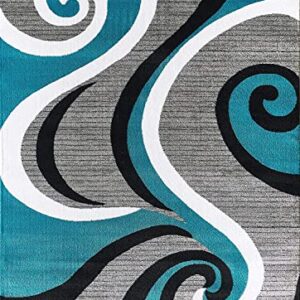 GLORY RUGS Modern 8x10 Area Rug Bedroom & Living Room Carpet with Swirls in Turkaz Grey | Contemporary Dining Accent Sevilla Collection 4817A