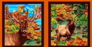 flashphoenix quality sewing fabric - elk fabric autumn blaze 23 x 44 inch pillow panel (2 blocks) quilting squares 100% cotton