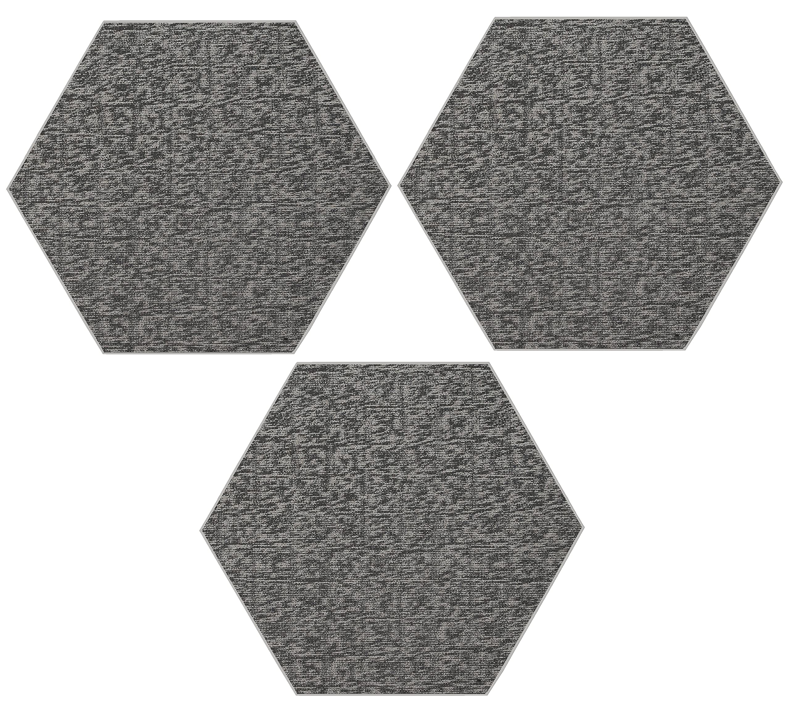 Furnish my Place Modern Indoor/Outdoor Commercial Gray Rug, Modern Area Rug, Baby Nursery Mat, Pet-Friendly Carpet for Living Room, Playroom, Made in USA, 3' Hexagon - Set of 3