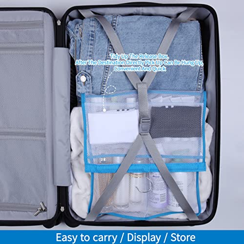 GUMQDD 6 Storage Pockets Hanging Mesh Shower Caddy,Bringing hooks can save bathroom space and fast drying,Ideal for gyms, college dorms, RV bathrooms, travel and pool locker rooms (Blue)