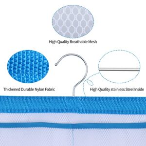 GUMQDD 6 Storage Pockets Hanging Mesh Shower Caddy,Bringing hooks can save bathroom space and fast drying,Ideal for gyms, college dorms, RV bathrooms, travel and pool locker rooms (Blue)