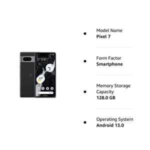 Google Pixel 7 5G 128GB 8GB RAM 24-Hour Battery Factory Unlocked for All Carriers Global Version - Obsidian, Black