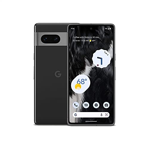 Google Pixel 7 5G 128GB 8GB RAM 24-Hour Battery Factory Unlocked for All Carriers Global Version - Obsidian, Black