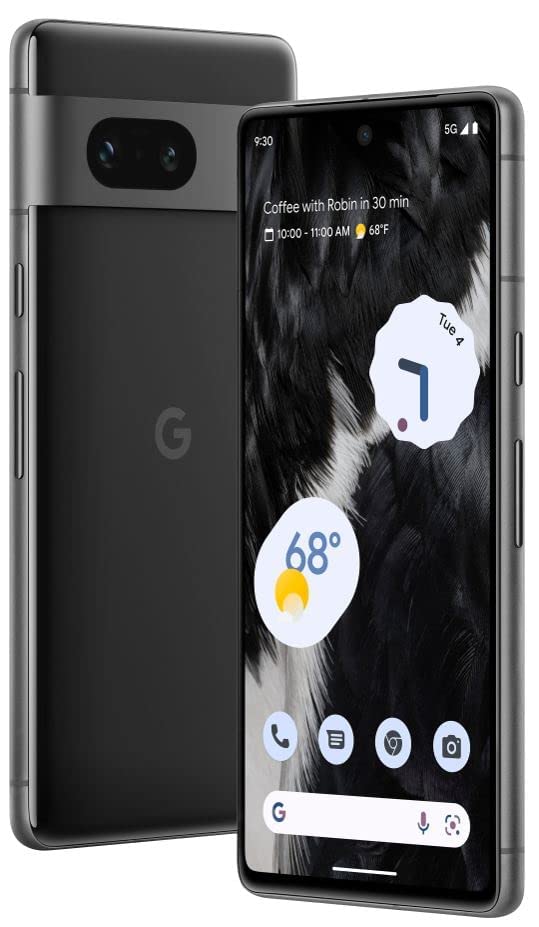 Google Pixel 7 5G 128GB 8GB RAM 24-Hour Battery Factory Unlocked for All Carriers Global Version - Obsidian, Black