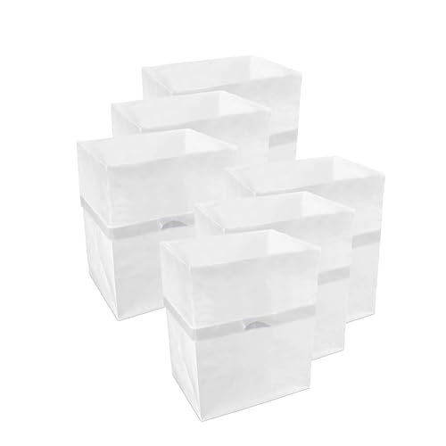 Clean Cubes 4 Gallon Trash Cans & Recycle Bins for Sanitary Garbage Disposal. Disposable Containers for Parties, Events, Recycling, and More. 6 Pack (White)