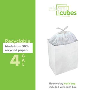 Clean Cubes 4 Gallon Trash Cans & Recycle Bins for Sanitary Garbage Disposal. Disposable Containers for Parties, Events, Recycling, and More. 6 Pack (White)