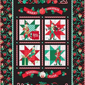 Quilt Kit - Naughty Elves - 33" X 52" Elf Panel Wall/Lap Quilt - Top & Binding