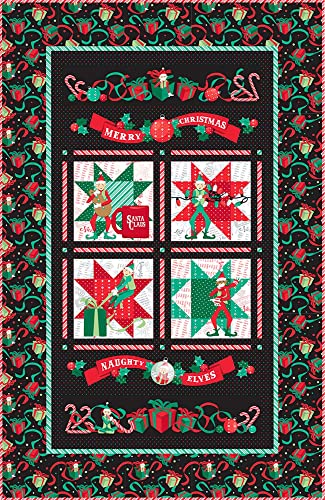 Quilt Kit - Naughty Elves - 33" X 52" Elf Panel Wall/Lap Quilt - Top & Binding