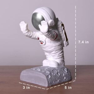 Joyvano Astronaut Bookends - Book Ends to Hold Books - Space Decor Bookends for Kids Rooms - Bookends for Heavy Books - Unique Book Holders with Anti-Slip Base (Silver)