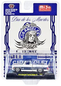 m2 1973 chevy custom deluxe 10 pickup white met w/graphics dia de los muertos los angeles ltd ed to 8250 pcs 1/64 diecast model machines 31500-mjs49