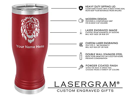 LaserGram 20oz Vacuum Insulated Pilsner Mug, Basketball Coach, Personalized Engraving Included (Maroon)