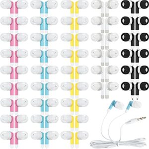 100 packs bulk earbuds headphones earphones kids colorful in ear earbuds classroom headphones bulk wired ear buds earphones bulk for kids adults smartphones laptop classroom school library