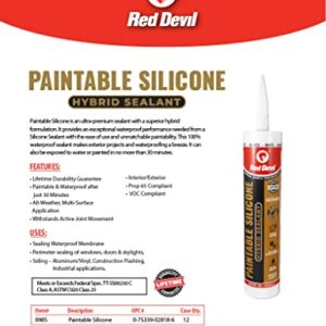 Red Devil 0985 Paintable Silicone Hybrid Sealant, 9 oz., White, 1 Pack