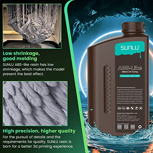 SUNLU 2 KG*2 Bottles ABS-Like 3D Printer Resin, 405nm UV Curing Photopolymer Rapid 3D Resin for 4K 8K LCD/DLP/SLA 3D Printers, Non-Brittle & High Precision & Low Shrinkage, 2000g*2, Black& White