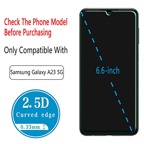 Bencuku by HPTech (2 Pack) Designed For Samsung Galaxy A23 / Galaxy A23 5G Tempered Glass Screen Protector, Anti Scratch, Bubble Free, Case Friendly