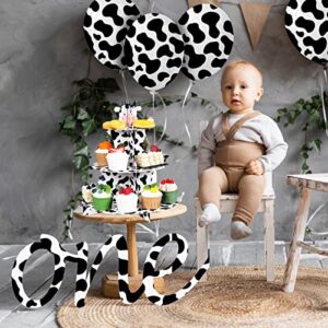 Farm Animal Cow Print Cupcake Stand Cow Print Party Supplies 3 Tier Cupcake Holder Cardboard Cupcake Stand Cow Print Decor Cow Themed Party Decorations for Baby Shower Birthday Party Supplies (1 Set)