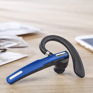 Bluetooth Headset, Wireless Bluetooth Earpiece V5.0 Hi-Fi Stereo Lightweight Headphones Hands-free Earphones with Noise Cancellation Microphone for Cellphones, Business Office/ Work Out/Trucker (Blue)