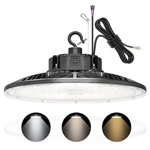 adub led ufo high bay light 240w 200w 150w, ul listed dimmable led high bay shop lights 3000k 4000k 5000k, ip65 commercial low bay lights for garage warehouse gym area lighting, ac100-277v