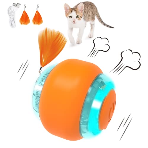 umosis Moving Cat Toy Ball, Motion Activated Cat Toy for Indoor Cats, Interactive Cat Ball,USB Rechargeable, Auto on/Off, Smart Cat Toy for Exercise Entertainment,