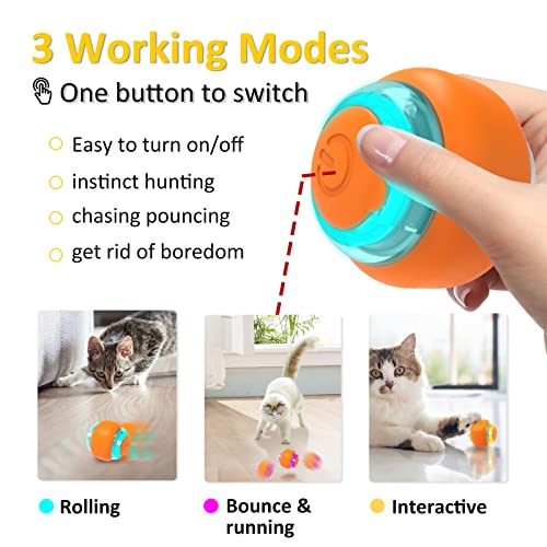 umosis Moving Cat Toy Ball, Motion Activated Cat Toy for Indoor Cats, Interactive Cat Ball,USB Rechargeable, Auto on/Off, Smart Cat Toy for Exercise Entertainment,