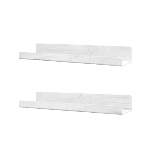 UAK Wall Shelf 15" Marble Floating Wall Ledge Shelf, Clear Arcylic Wall Mounted Display Storage Bookshelf for Bedroom, Living Room, Bathroom, Kitchen(15 Inch 2Pack)