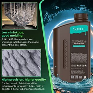 SUNLU 2 KG*2 Bottles ABS-Like 3D Printer Resin, 405nm UV Curing Photopolymer Rapid 3D Resin for 4K 8K LCD/DLP/SLA 3D Printers, Non-Brittle & High Precision & Low Shrinkage, 2000g*2, Grey& White