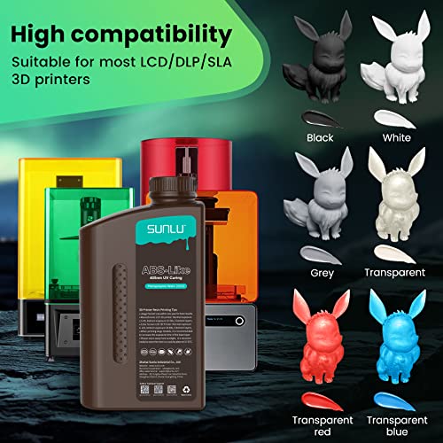 SUNLU 2 KG*2 Bottles ABS-Like 3D Printer Resin, 405nm UV Curing Photopolymer Rapid 3D Resin for 4K 8K LCD/DLP/SLA 3D Printers, Non-Brittle & High Precision & Low Shrinkage, 2000g*2, Grey& White