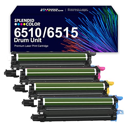 SPLENDIDCOLOR 6510 Drum Unit Remanufactured 4PK Phaser 6510 Drum Unit Replacement for Xerox WorkCentre Phaser 6515 6510 Printer (108R01417 108R01418 108R01419 108R01420)