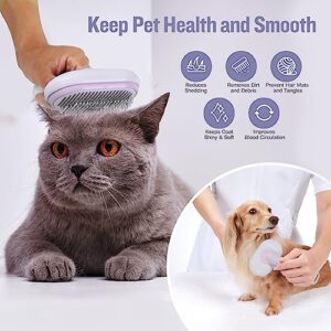 WOPQAEM Cat Brush, Self Cleaning Slicker Pets Grooming Tool for Shedding Long or Short Haired Indoor Cats, Removes Mats Tangles Loose Fur of Large Medium Small Dogs (Pink)