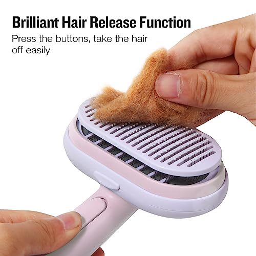 WOPQAEM Cat Brush, Self Cleaning Slicker Pets Grooming Tool for Shedding Long or Short Haired Indoor Cats, Removes Mats Tangles Loose Fur of Large Medium Small Dogs (Pink)