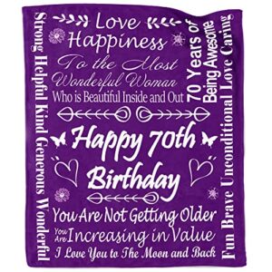 ftefueie 70 year old birthday gifts for women blanket, 70th birthday gifts for women, gifts for 70-year-old women, 70th birthday decorations for women, happy 1953 birthday throw blanket 60” x 50”