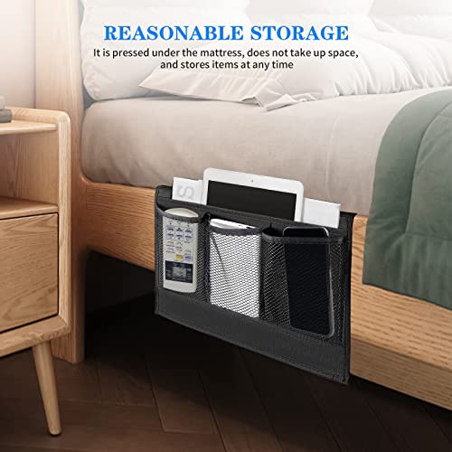 ZAAOEHA Bedside Caddy, Bedside Storage Organizer Pocket, Couch Caddy Table Organizer Under Mattress for Remote Control, Magazine, Tablet, Phone (Black)