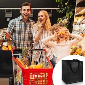 16 Pcs Reusable Grocery Bags Large Foldable Shopping Bags Non Woven Reusable Bags for Groceries Heavy Duty Grocery Tote Bags with Reinforced Handles and Sturdy Bottom, Black