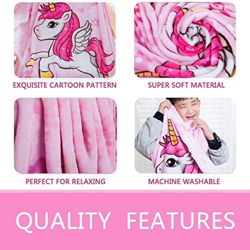 Bilibunny Pink Unicorn Blanket for Girls&Boys Kids Toddler Baby, Soft Warm Flannel Cozy Fuzzy Fluffy Plush Fleece Throw Blanket for Couch Sofa Bed Travel Camping & Gift for Birthday Party Mothers Day