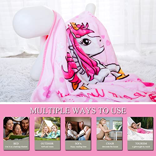 Bilibunny Pink Unicorn Blanket for Girls&Boys Kids Toddler Baby, Soft Warm Flannel Cozy Fuzzy Fluffy Plush Fleece Throw Blanket for Couch Sofa Bed Travel Camping & Gift for Birthday Party Mothers Day