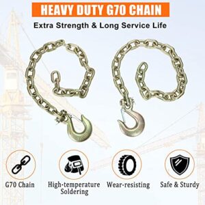 Aikosin 2Pcs Tow Trailer 3/8" x 35" G70 Safety Chains Heavy Duty w/3/8 Forged Safety Hook