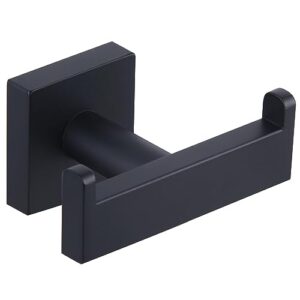 angle simple double towel hook matte black, sus304 stainless steel bathroom robe holder, shower towel hanger wall mounted