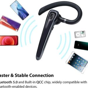 GPEESTRAC Bluetooth Headset,Bluetooth V5.0 Earpiece with Noise Cancelling Mic and 15 Hours Playtime,in-Ear Hands-Free Calls Wireless Headset for Business/Workout/Driving