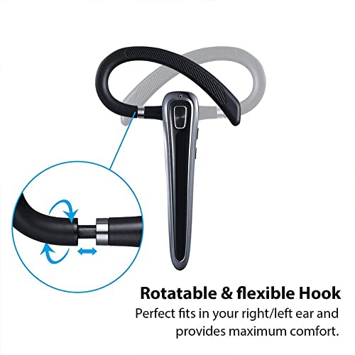 GPEESTRAC Bluetooth Headset,Bluetooth V5.0 Earpiece with Noise Cancelling Mic and 15 Hours Playtime,in-Ear Hands-Free Calls Wireless Headset for Business/Workout/Driving