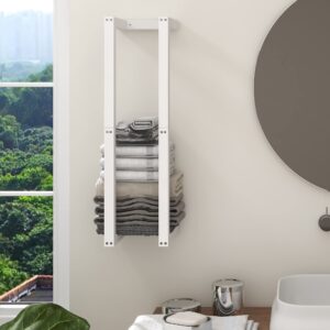 SUMGAR Wooden Towel Racks for Bathroom Wall Mounted, 27.6'' White Towel Holder for Organizing Washcloths Hand or Large Bath Towels in Bathroom, RV, Camper