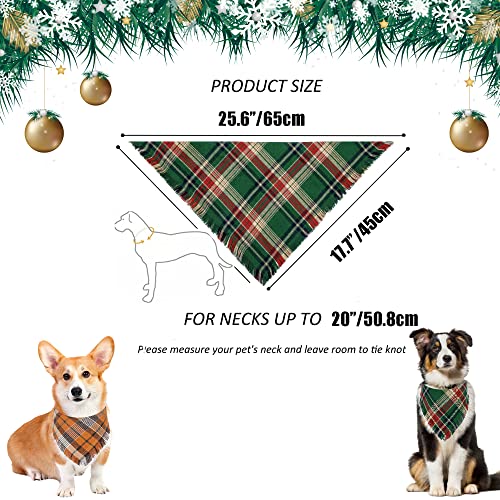 APLSTOW Fall Dog Bandanas 4 Pack, Halloween Thanksgiving Christmas Dog Bandana, Plaid Reversible Triangle Bibs Scarf for Medium and Large Dogs