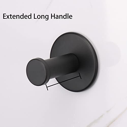 Vanloory Bath Towel Hooks, 6 Pack Self Adhesive Coat Hooks, Sturdy No Drilling Robe Hook, SUS 304 Stainless Steel Heavy Duty Clothes Hanger, Wall Hooks for Bathroom Bedroom Kitchen (2 in, Black)