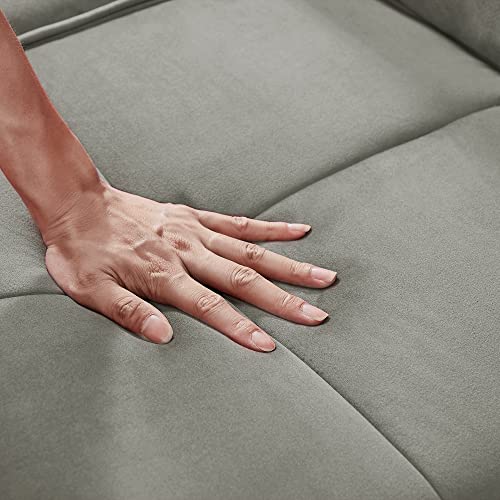 AVZEAR 3 Seater Couch Sofa, Sectional Sofa Couch with Pull Out Bed Velvet Fabric Sectional L Shaped Sleeper Sofa Bed Large Sofa Solid Wood & Fabric Upholstered L-Shaped for Living Room (Grey)