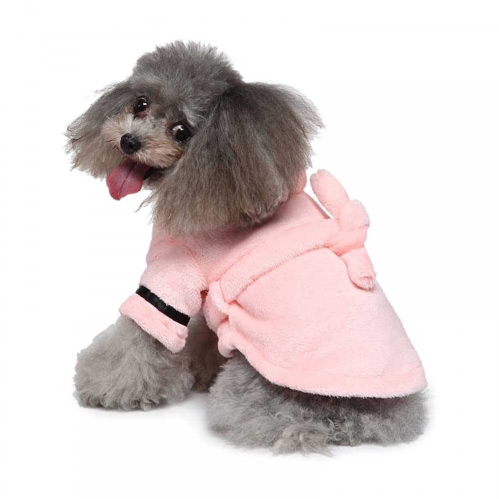 Dog Bathrobe, Adjustable Soft Dog Robe Quick Drying Pet Bath Towel for Cat Small Medium Dogs Pink